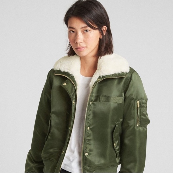 GAP | Jackets & Coats | Gap Size Small Aviator Bomber Jacket Olive ...